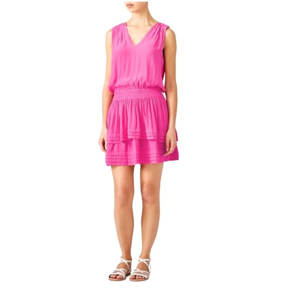 Ramy Brook Dresses Ramy Brook Hot Pink Raquel Tiered Vneck